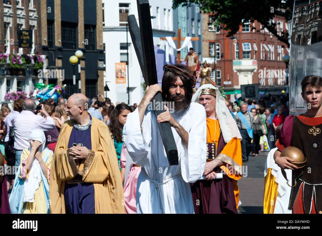 London, UK. 21st July, 2013. Living representation of the Via Crucis ...