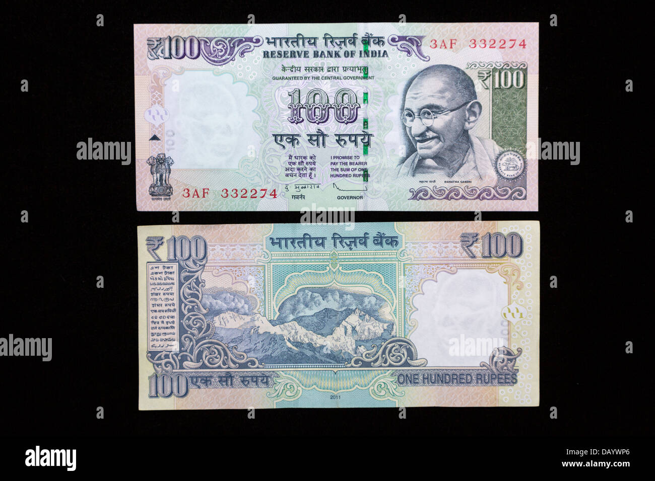 One Hundred Rupee Banknote, India, Showing Mahatma Gandhi on the Front ...
