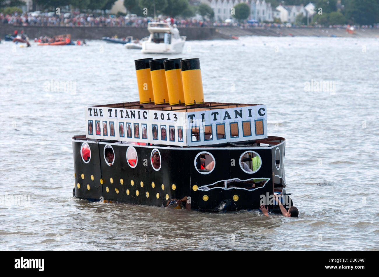 Titanic themed raft at the annual Mumbles Raft Race in Swansea Bay ...