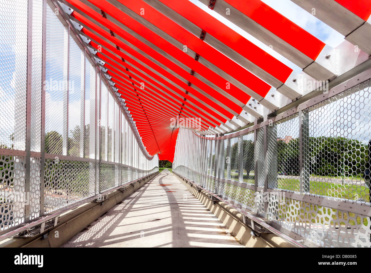 Orange pedestrian bridge across SW 13th Street at intersection with ...