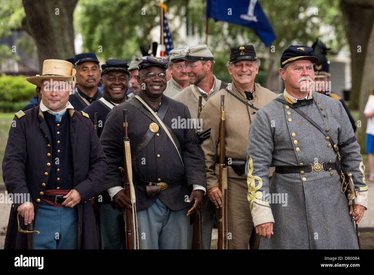 Civil War re-enactors representing the all black 54th Massachusetts ...