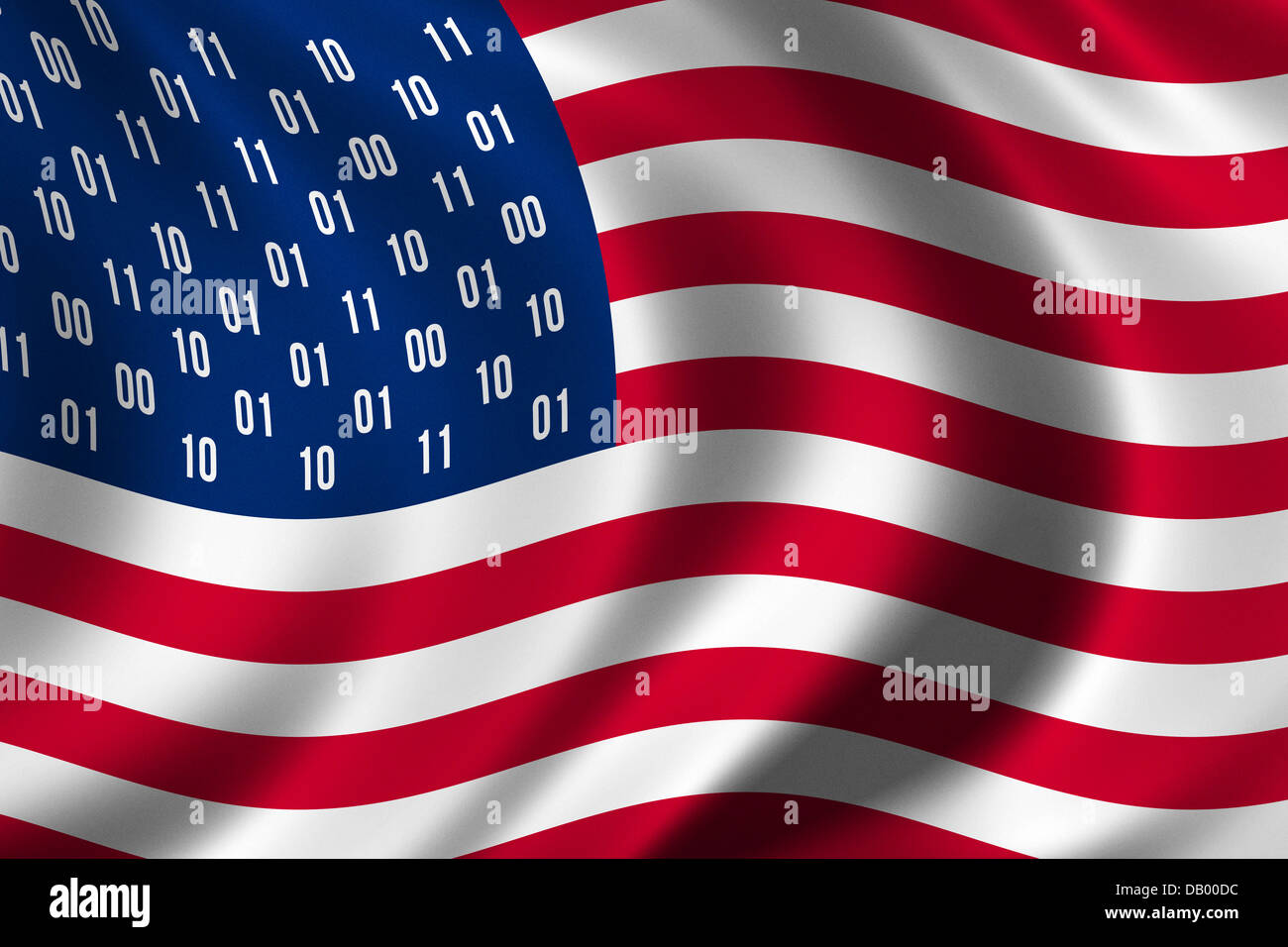 Conceptual USA flag design with binary digits instead of the ...