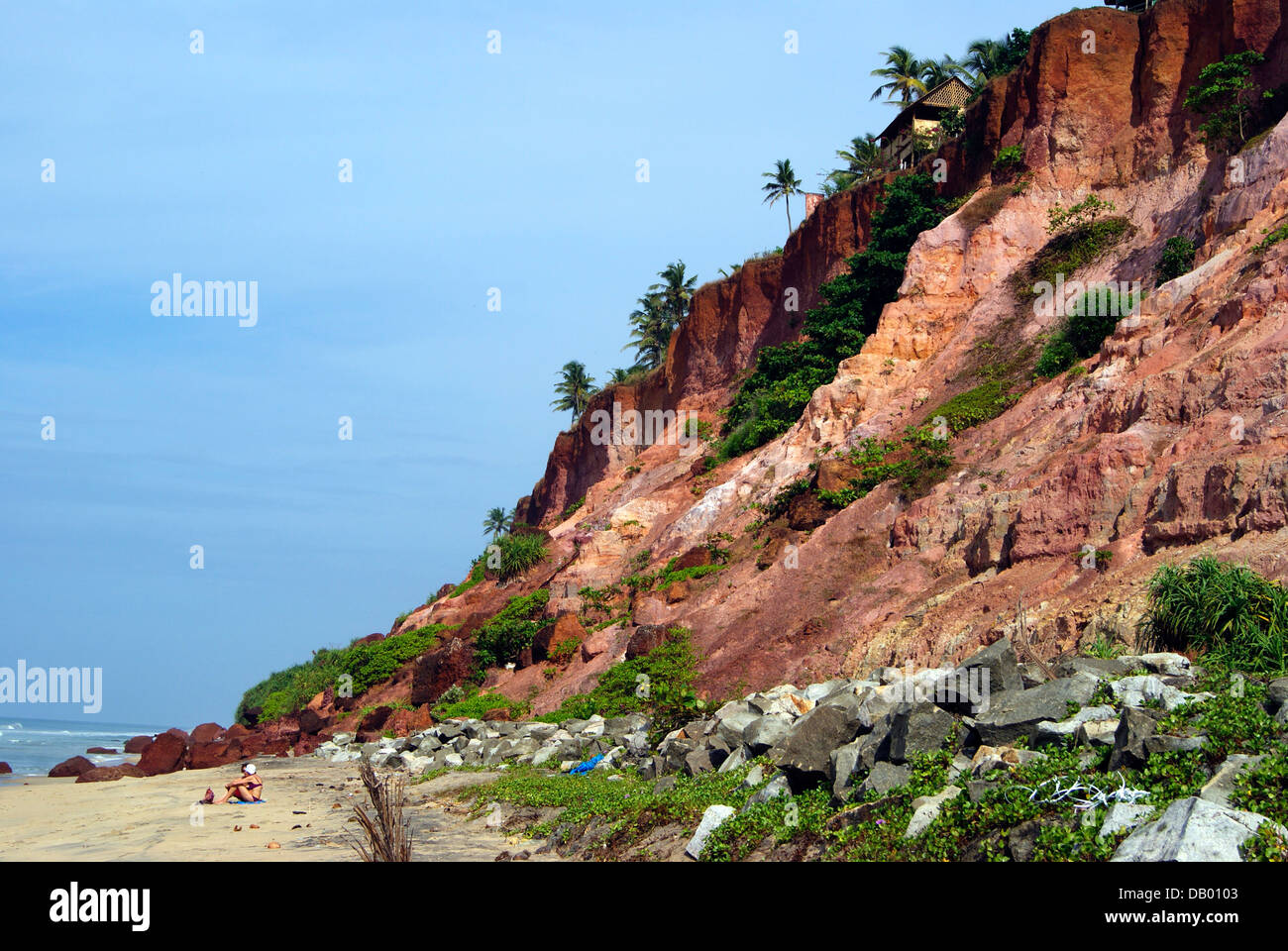 Foreigners Relaxing on Varkala Beach Cliff Shore Stock Photo - Alamy