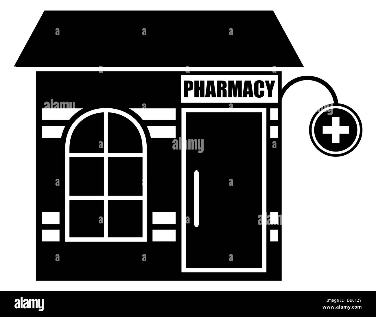 Black icon of pharmacy Stock Photo - Alamy