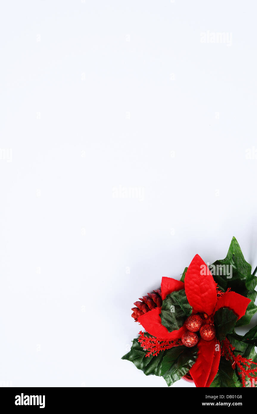 Christmas floral decoration edge on a white background Stock Photo - Alamy