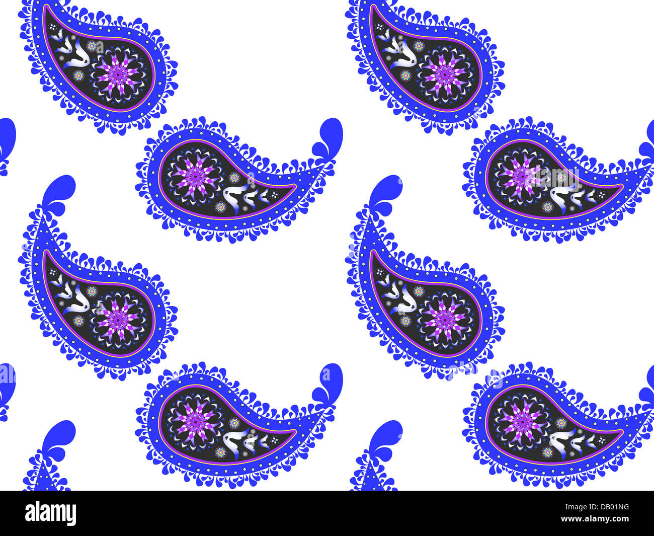 blue paisley pattern, abstract seamless texture; vector art ...