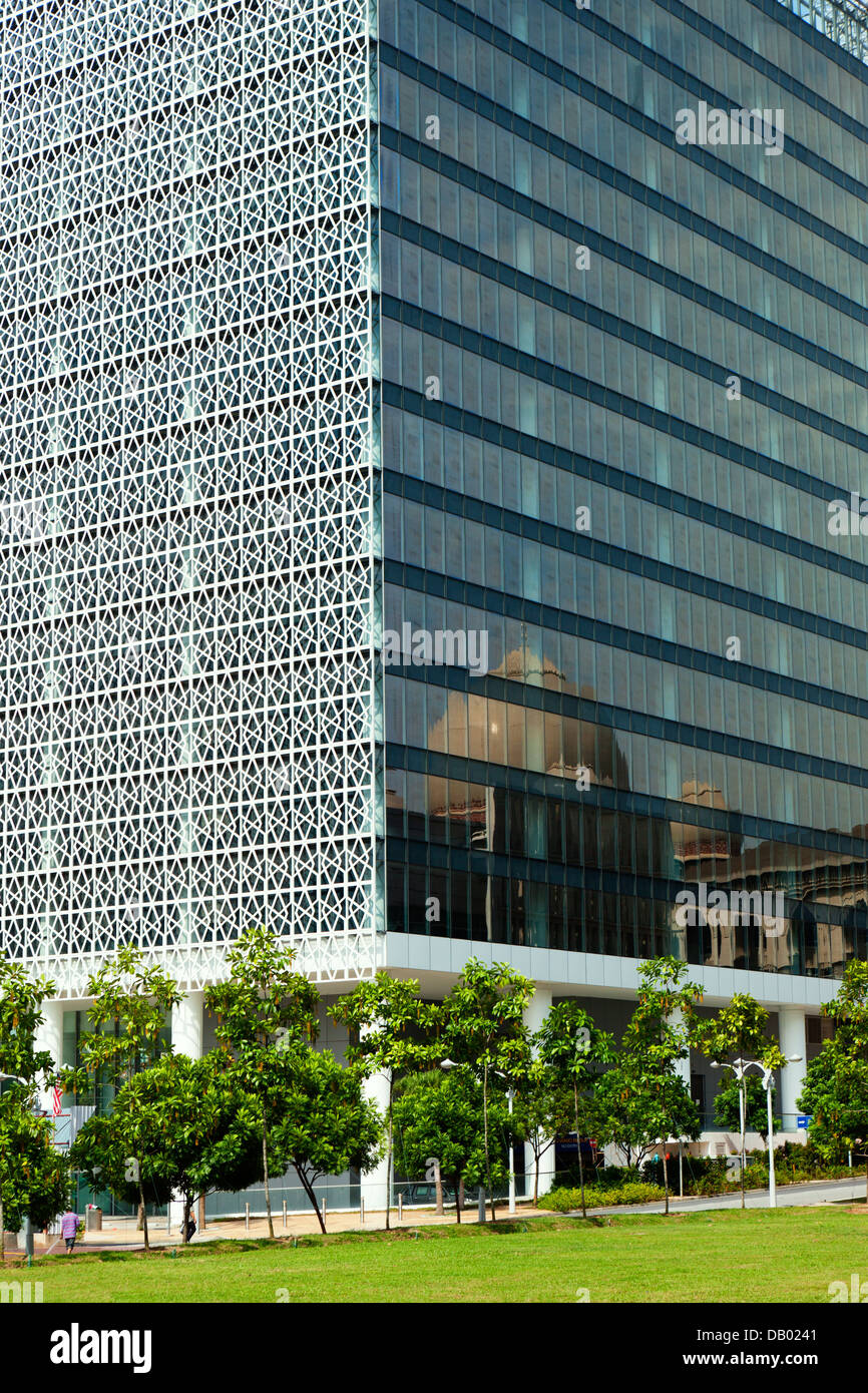 Reflection of the Palace of Justice in the modern Boulevard Square ...