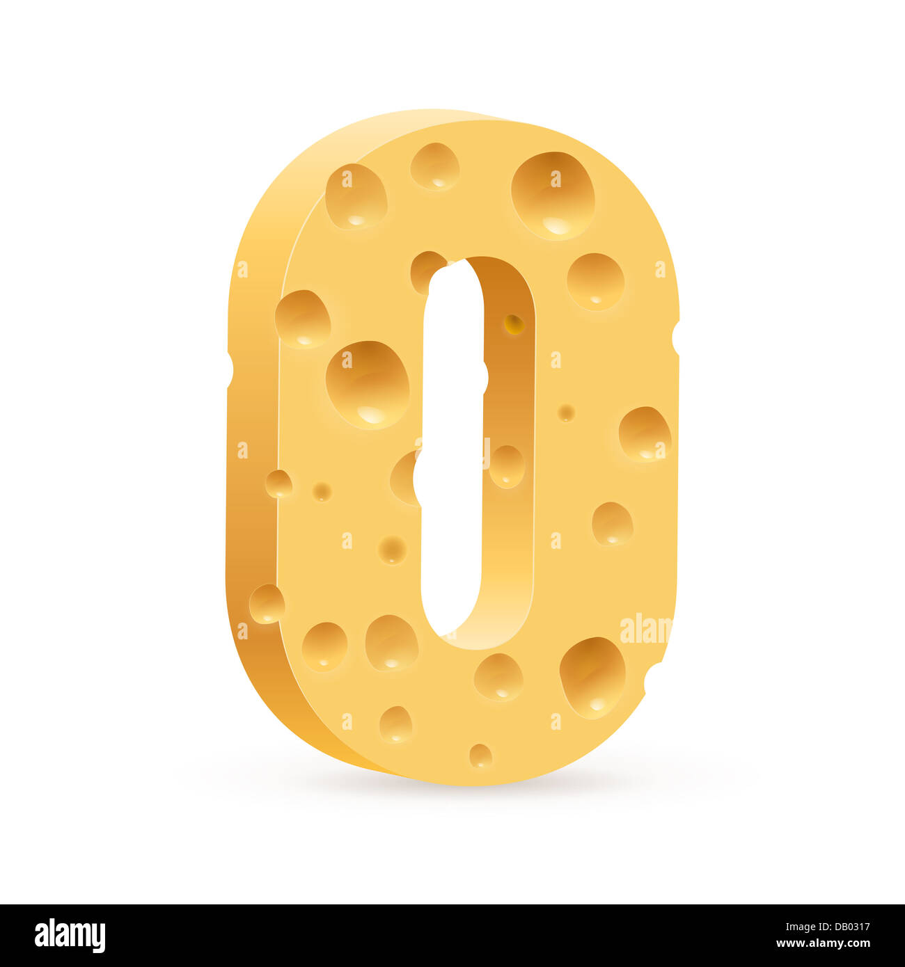 Number zero of cheese. Illustration on white background for design ...