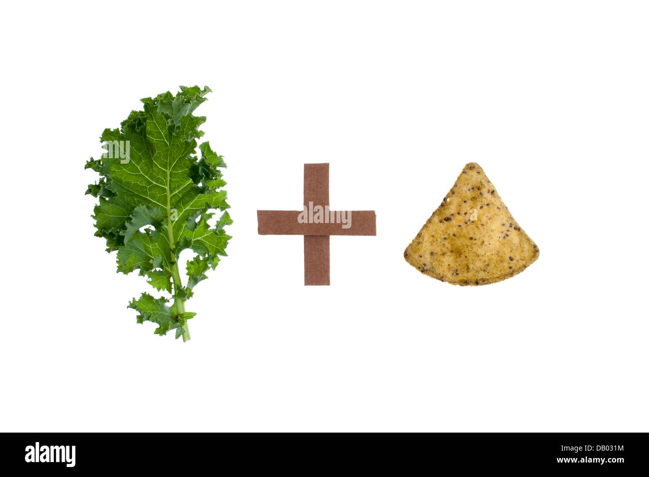 kale plus chip on white background Stock Photo - Alamy