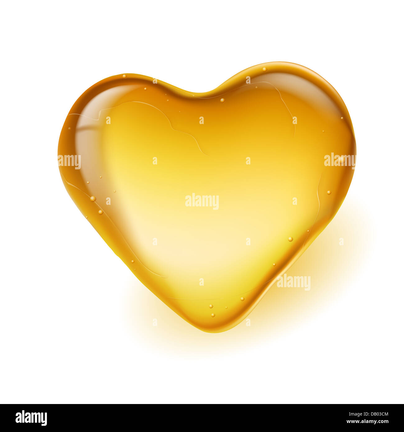 Realistic amber in a heart shape. Illustration on white background ...