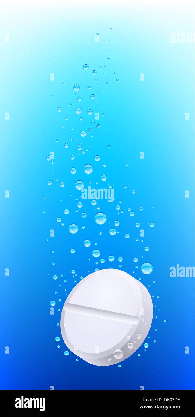 Pill in water. Illustration on white background Stock Photo - Alamy