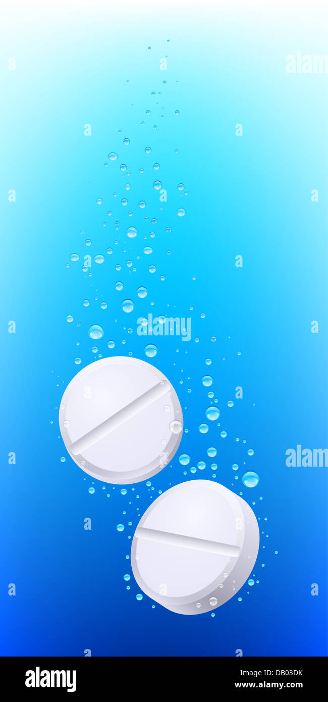 Pills in water. Illustration on white background for creative design ...