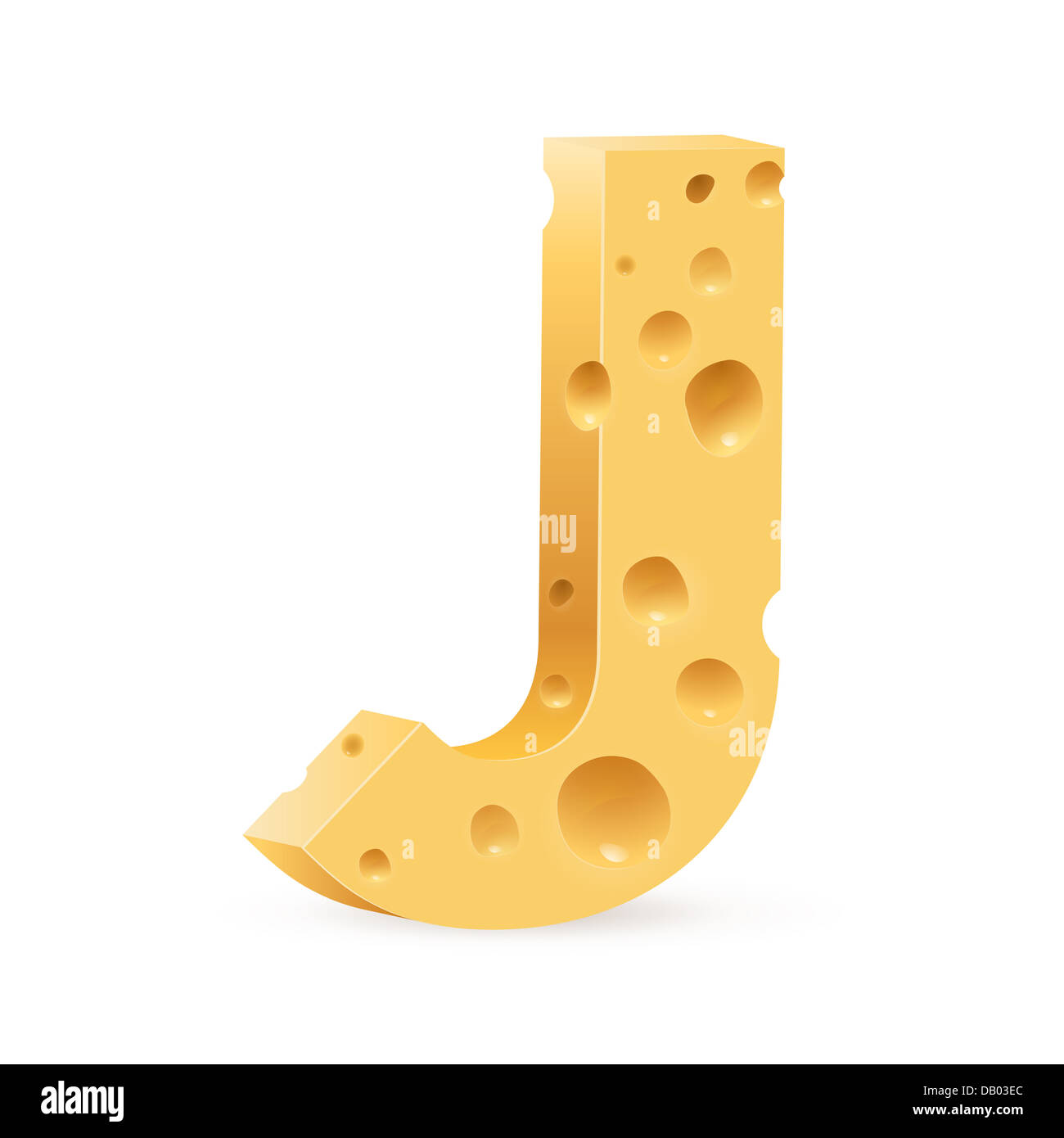 Cheese font J letter. Illustration on white Stock Photo - Alamy