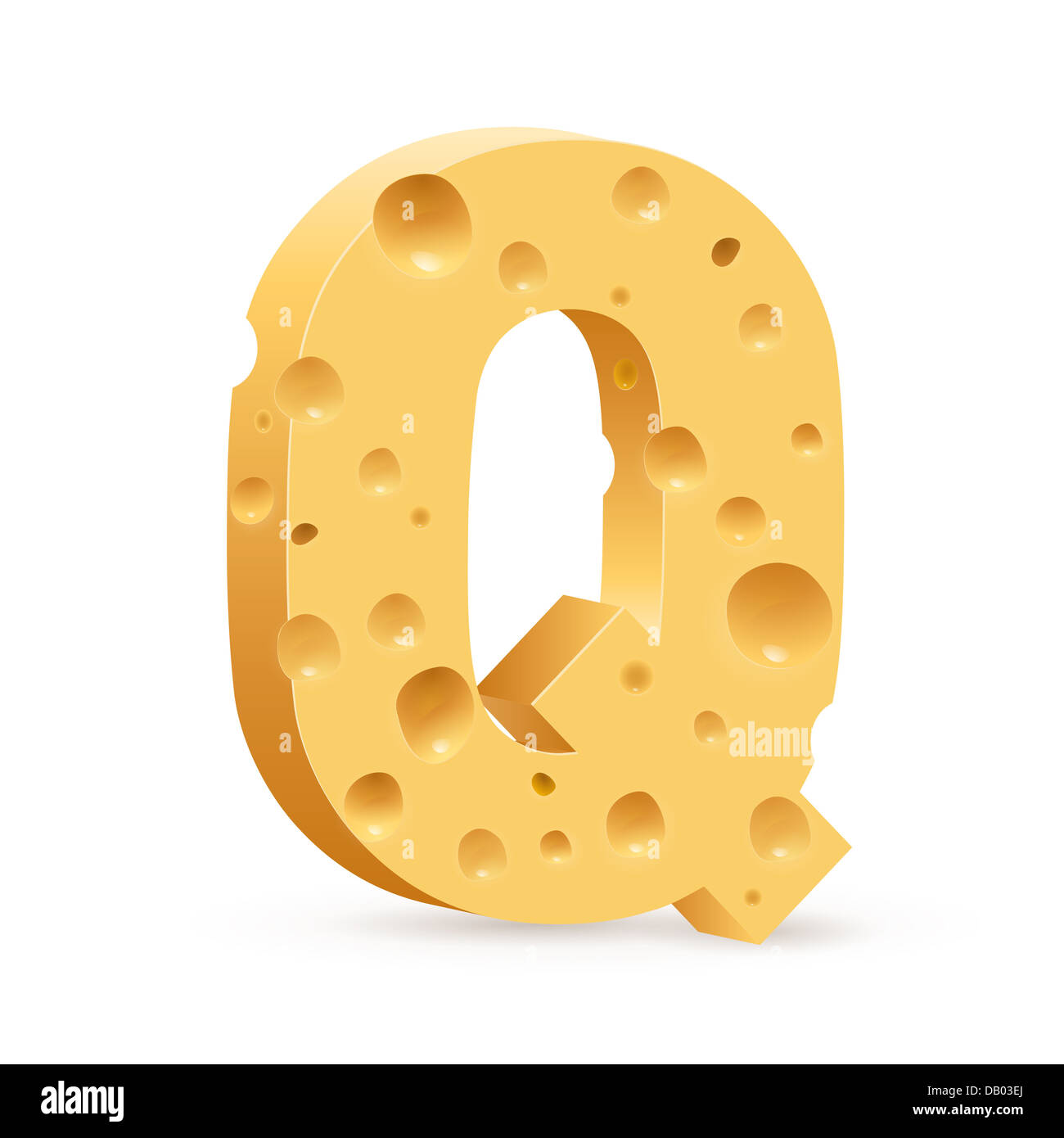 Cheese font Q letter. Illustration on white Stock Photo - Alamy