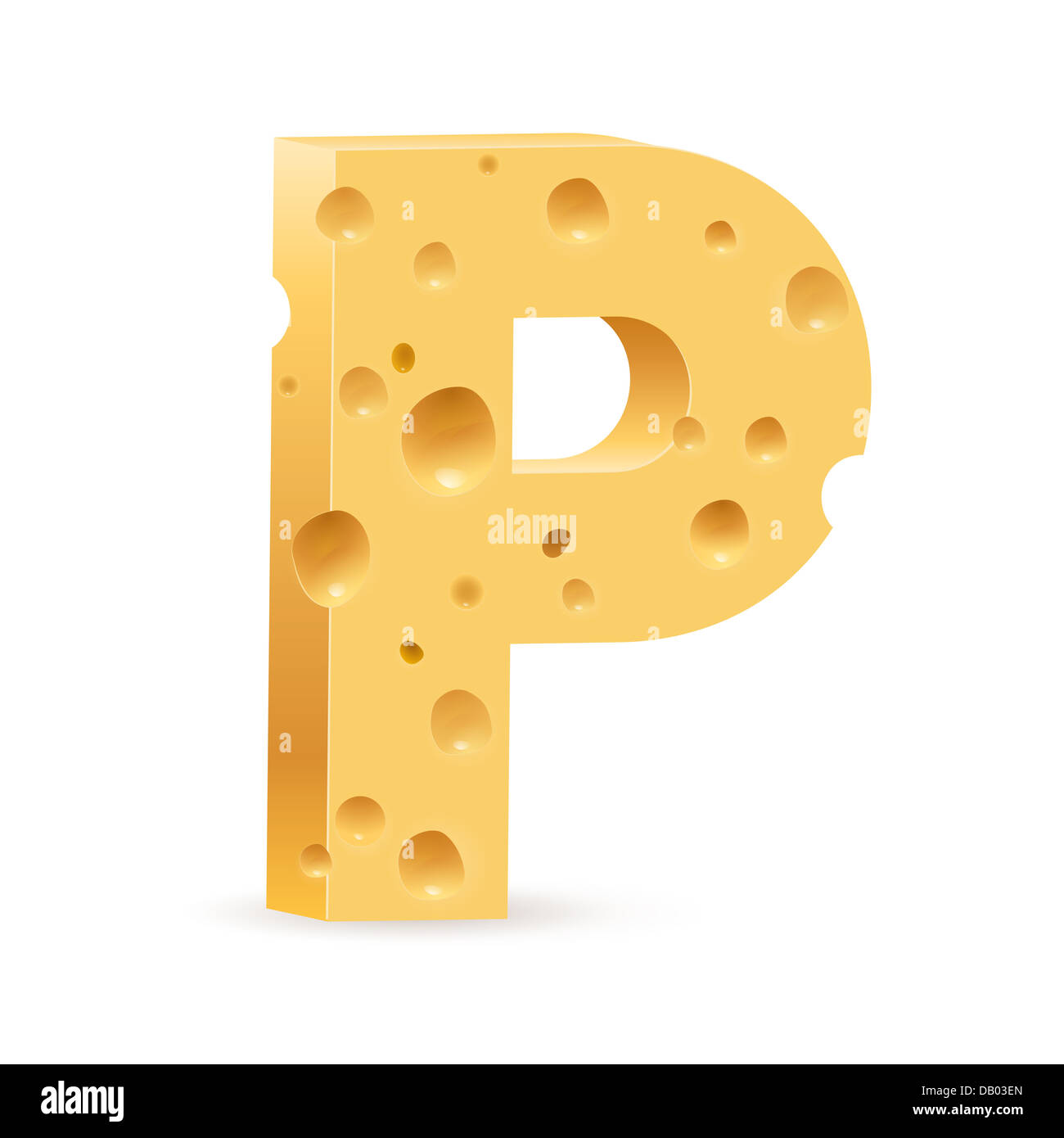 Cheese font P letter. Illustration on white Stock Photo - Alamy