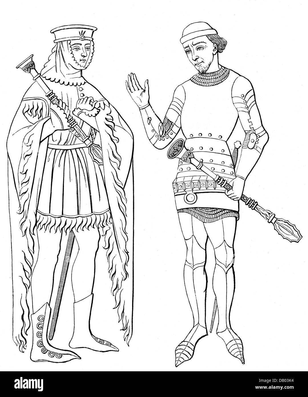 military, France, Middle Ages, French soldiers of the 14th century ...