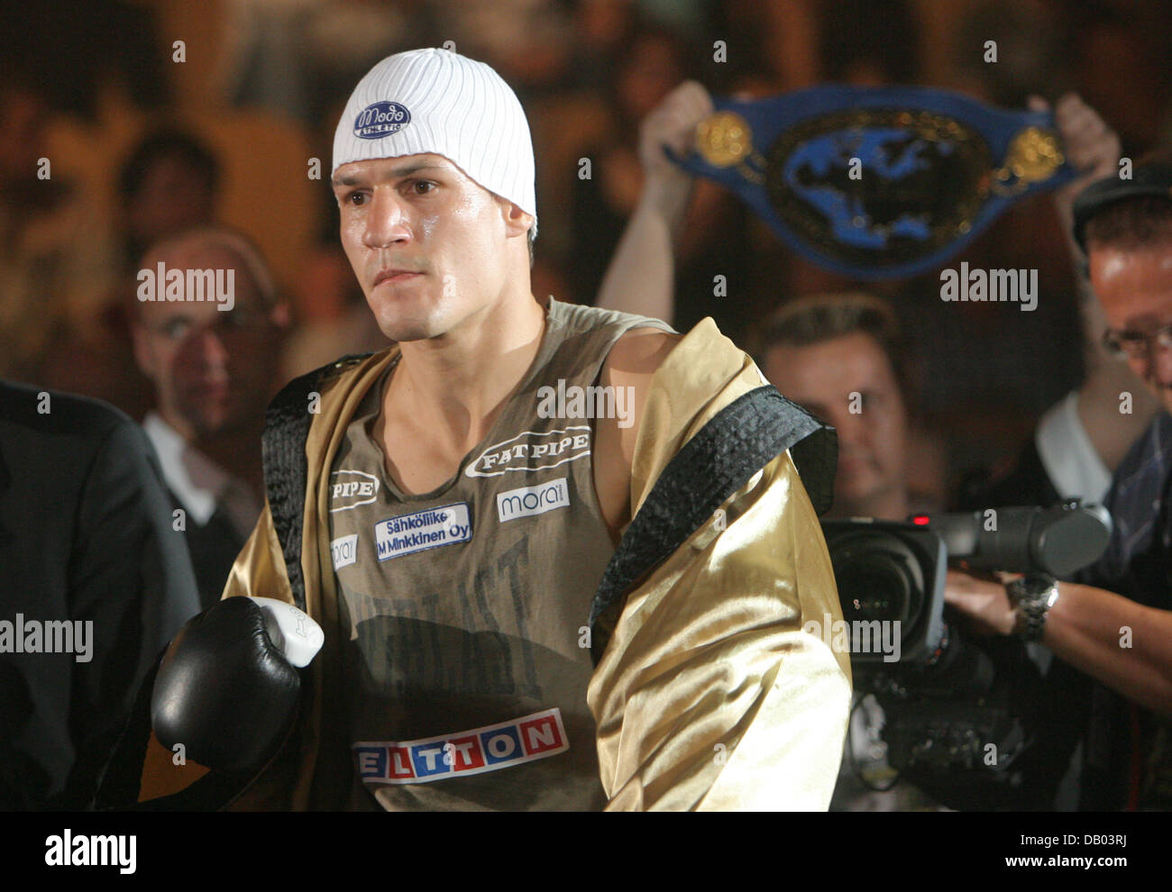 Boxing pro Amin Asikainen walks to the boxing ring prior to his fight ...