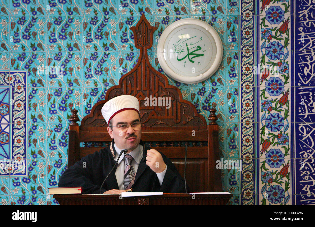 The Imam is pictured during the Friday prayer at the mosque of the ...