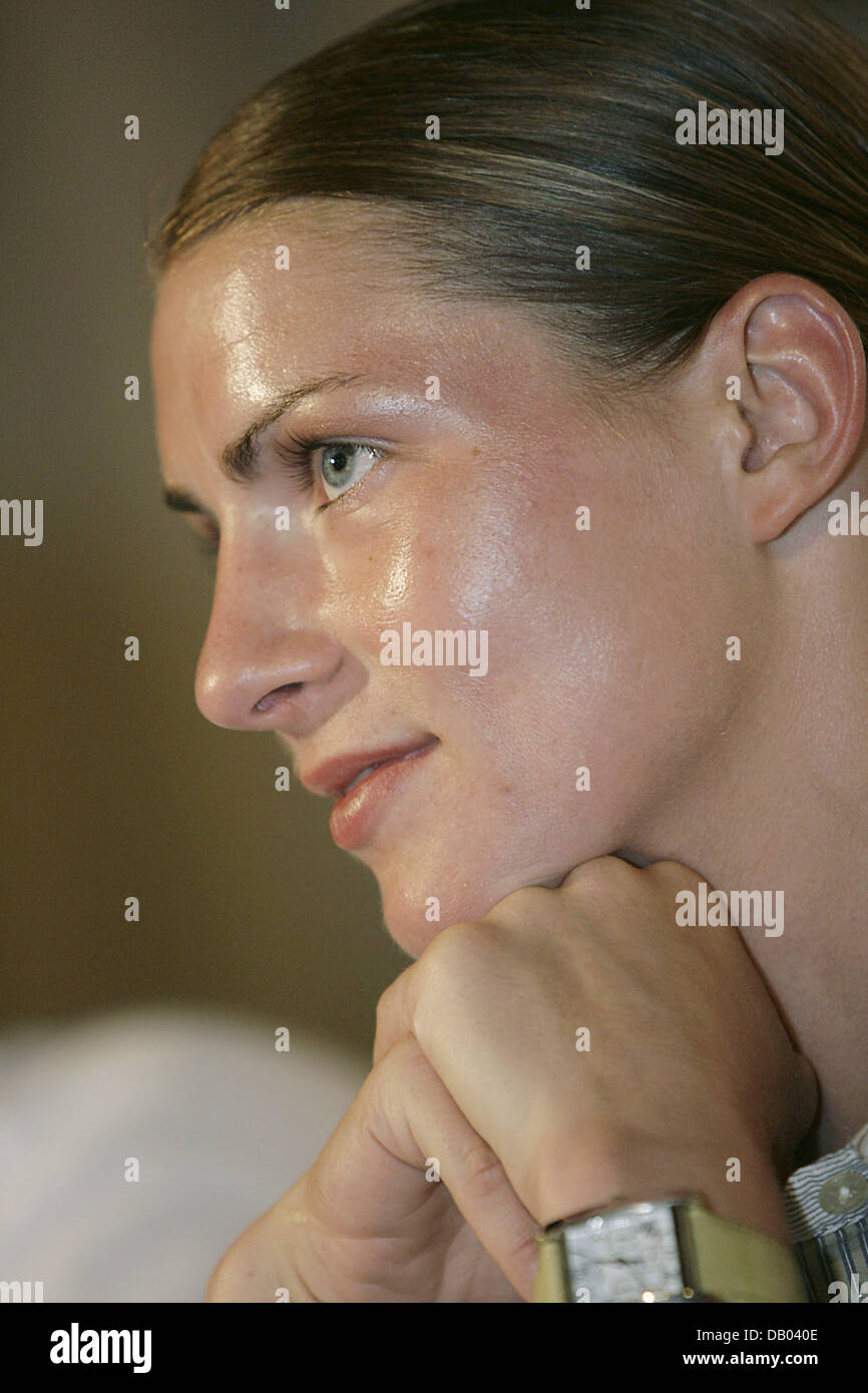 Alesia Graf boxing professional from Belarus is pictured at a press ...