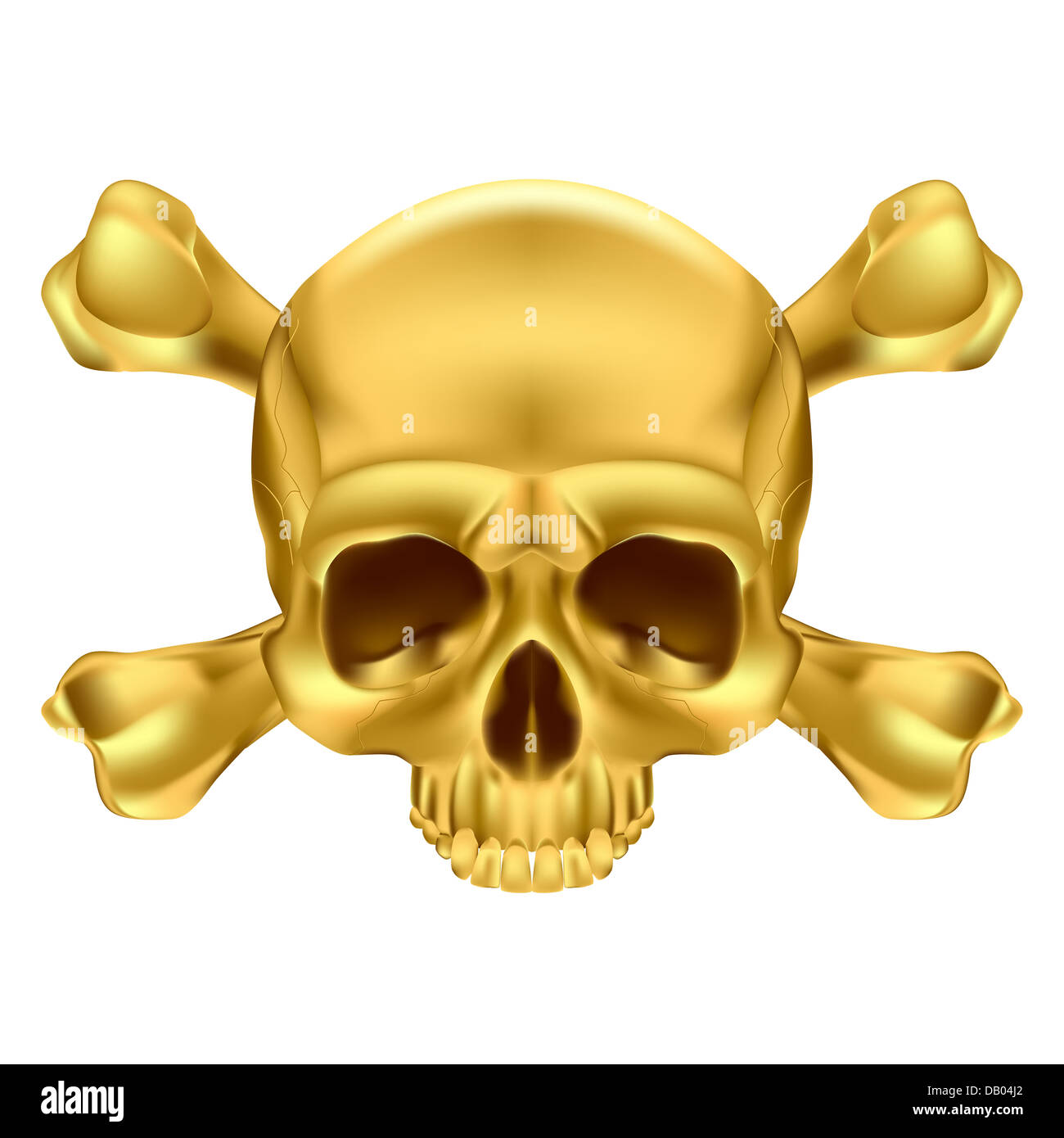 Gold Skull and Crossbones. Illustration on white background Stock Photo ...
