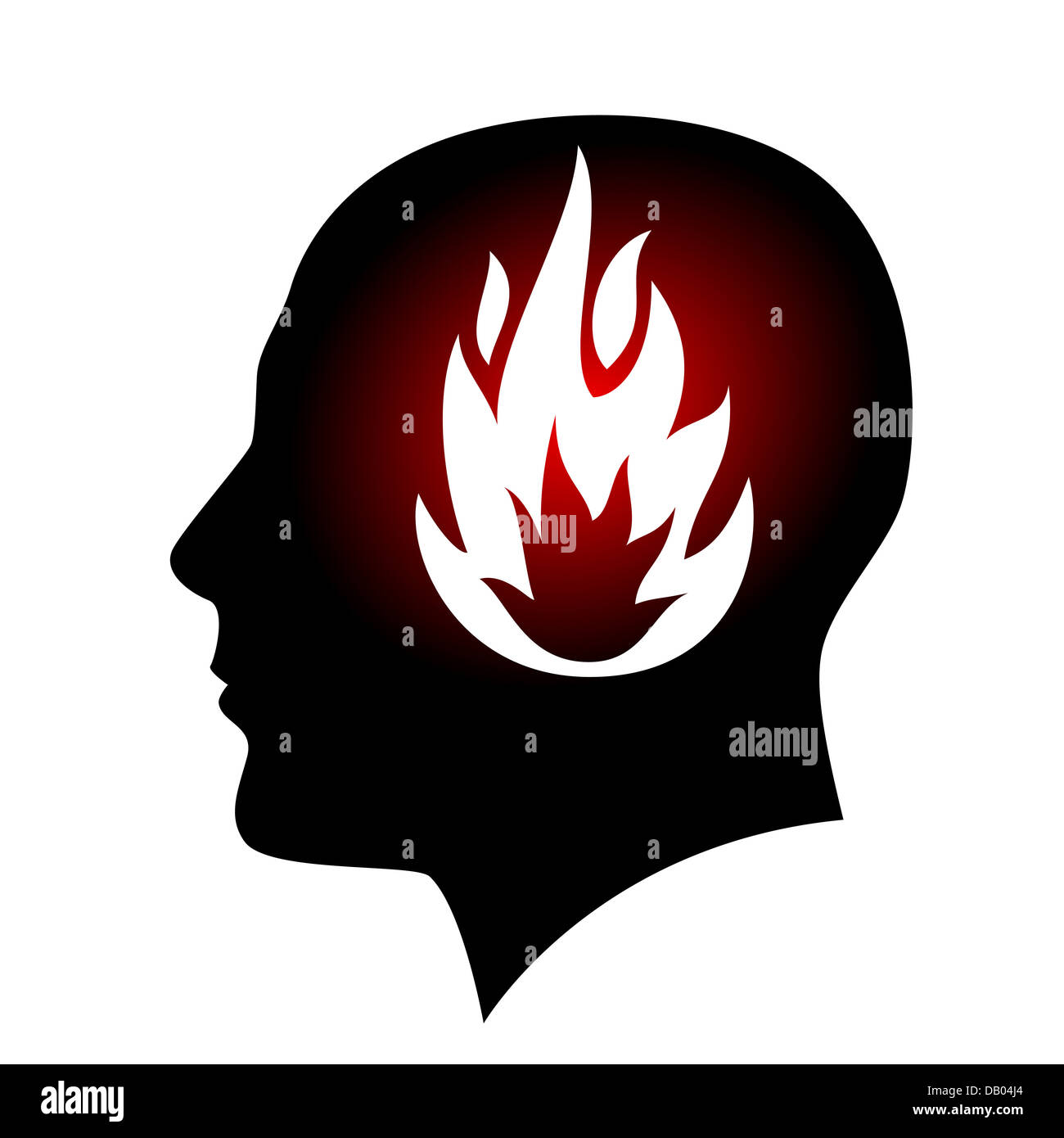 Fired head. Illustration on white background for creative design Stock ...
