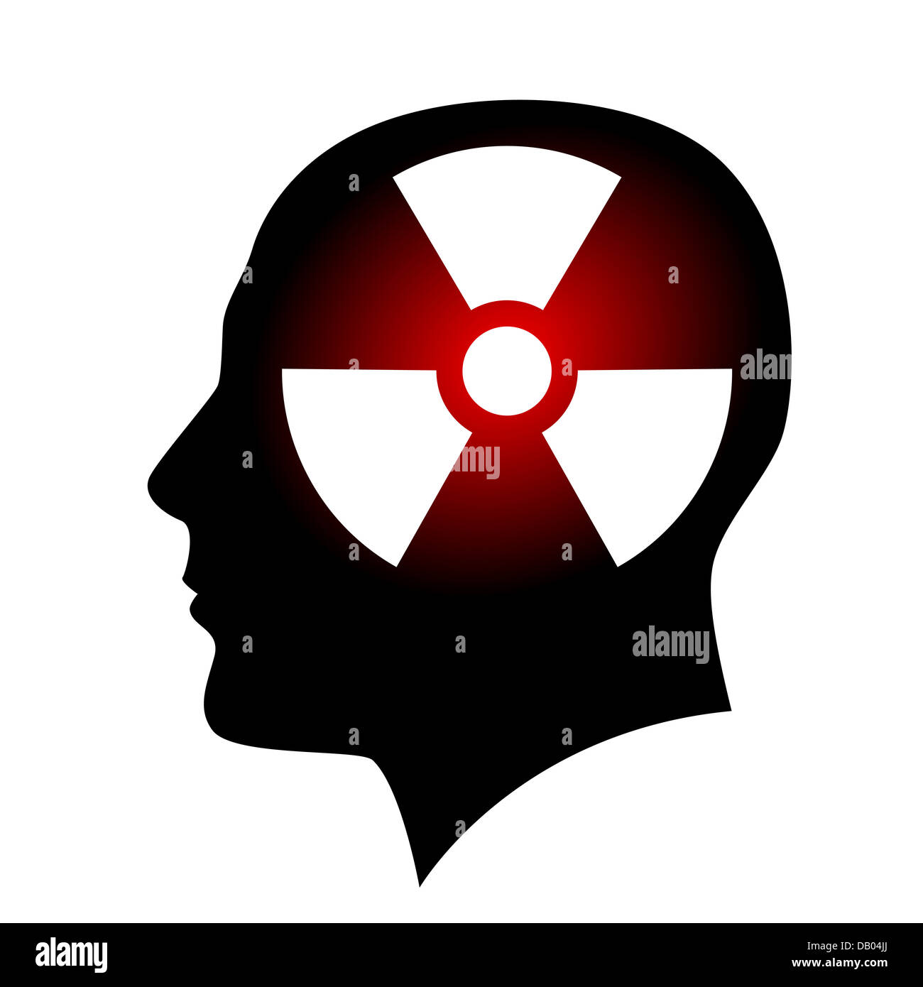 Human face with radiation sign. Illustration on white background Stock ...