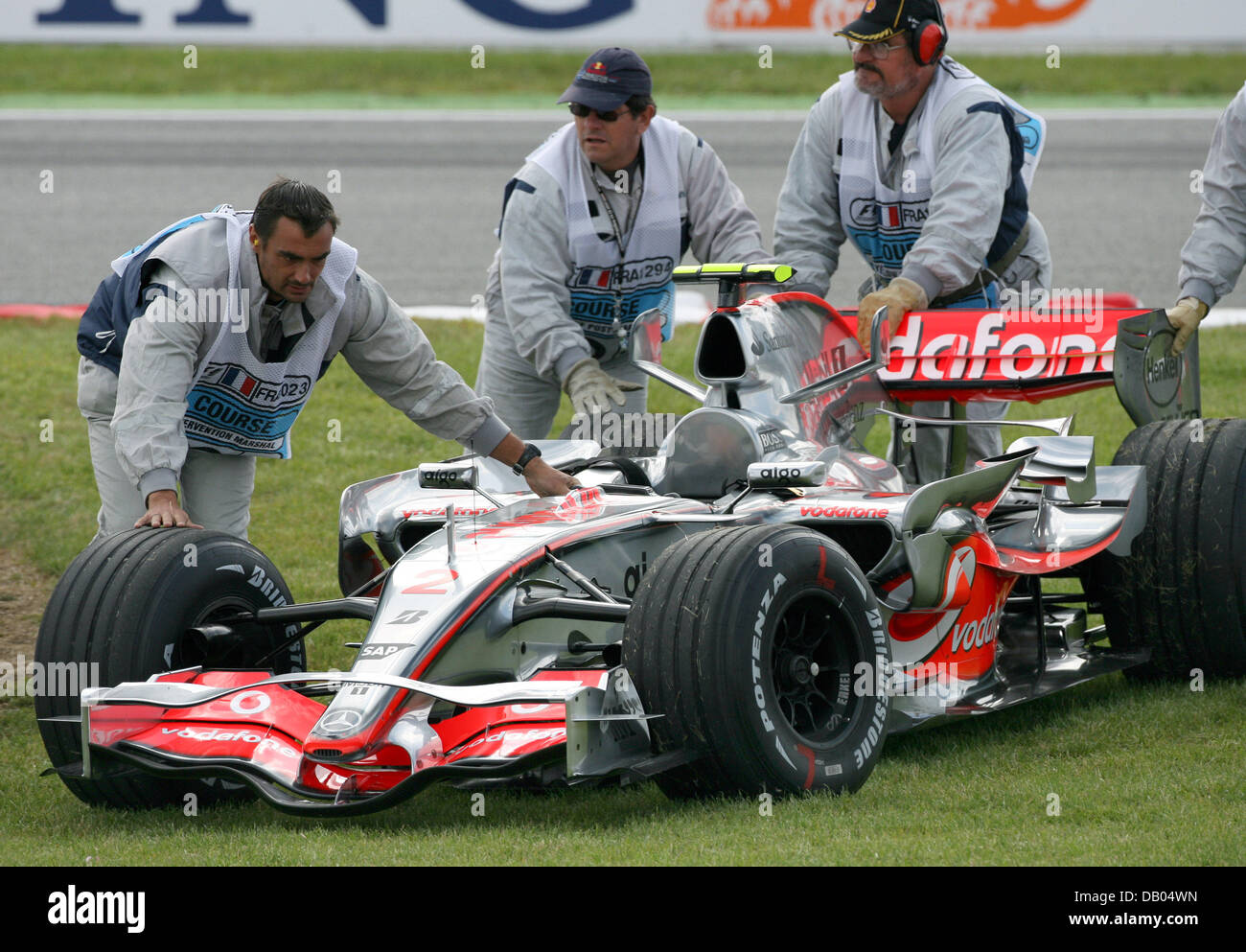 The McLaren Mercedes of British Formula One rookie Lewis Hamilton is ...