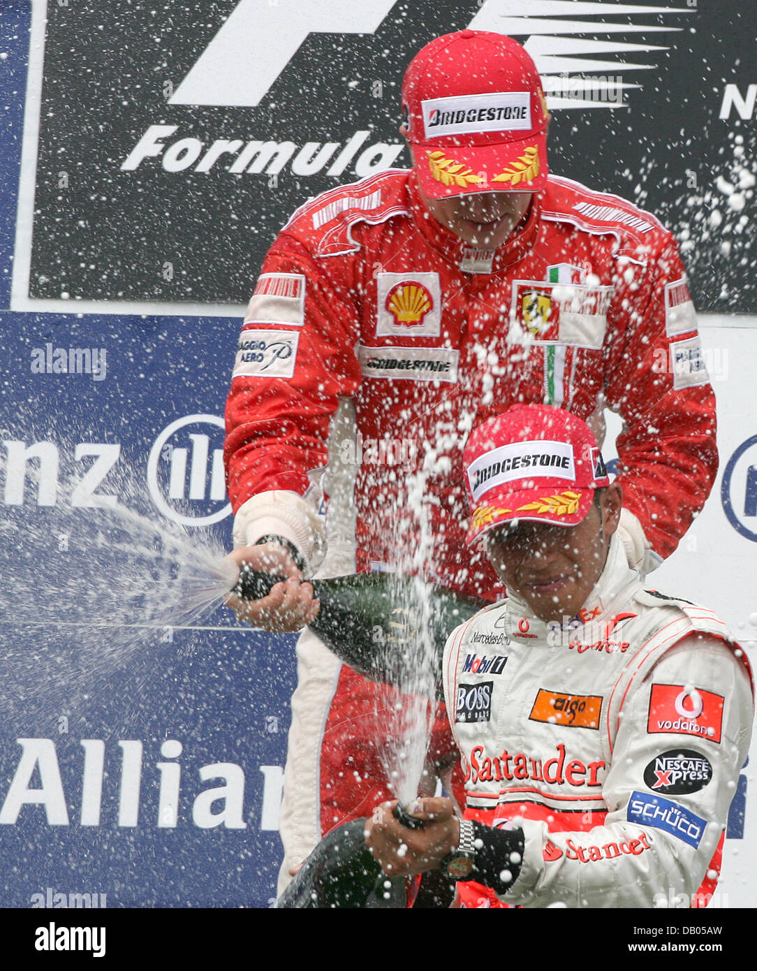 Ferrari celebrates on podium lewis hamilton hi-res stock photography ...