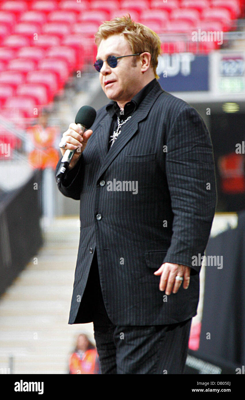 British singer Elton John is pictured at the charity concert in memory ...