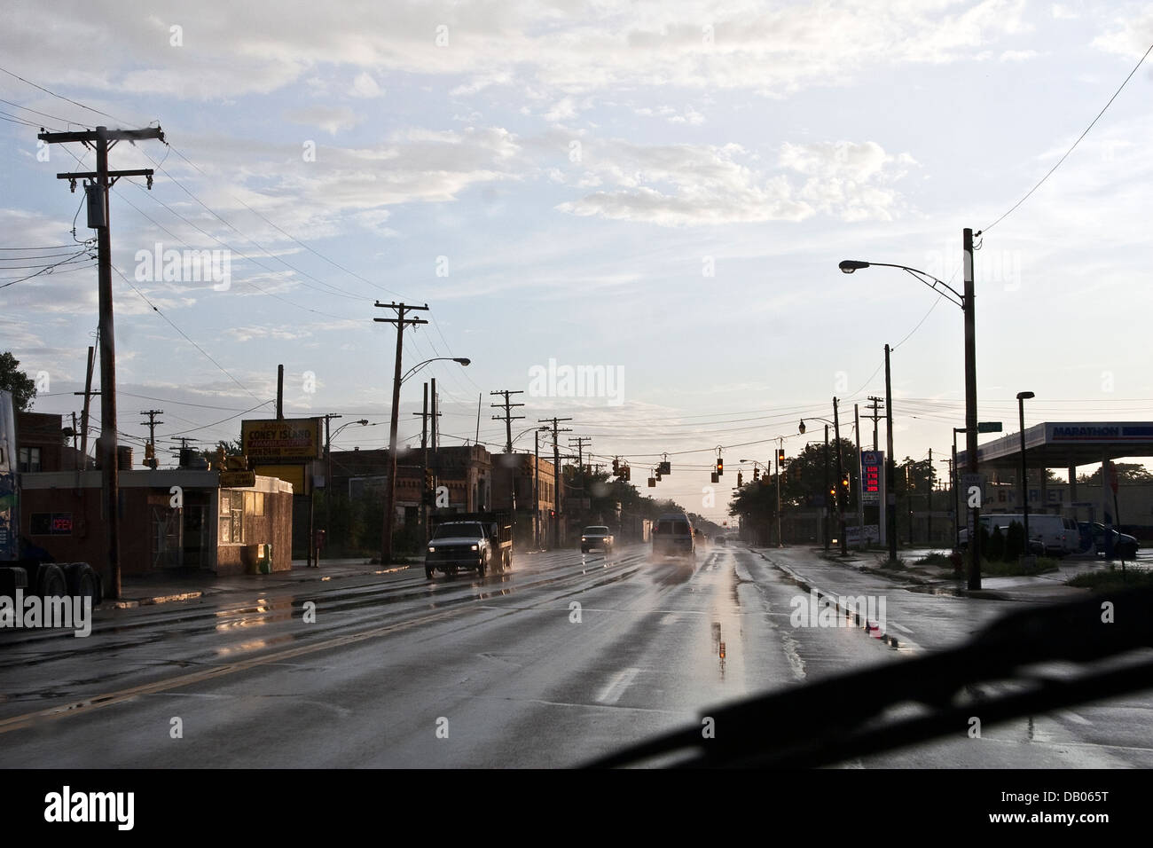 street, Detroit, rain Stock Photo - Alamy