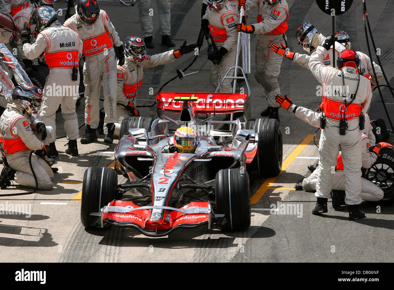 British Formula One driver Lewis Hamilton of McLaren Mercedes is ...