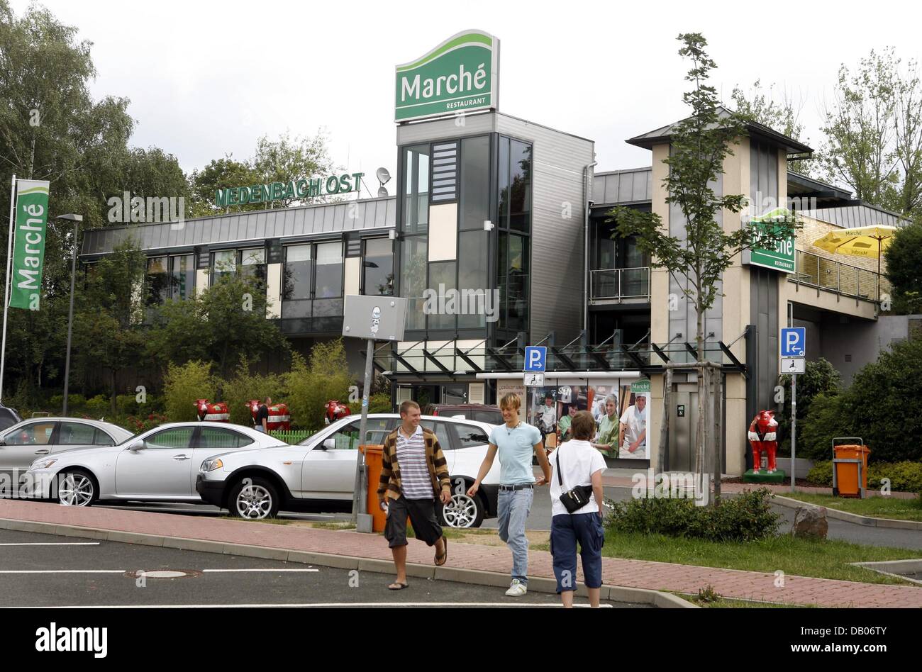 Travellers are pictured at the service area Medenbach-Ost at the ...