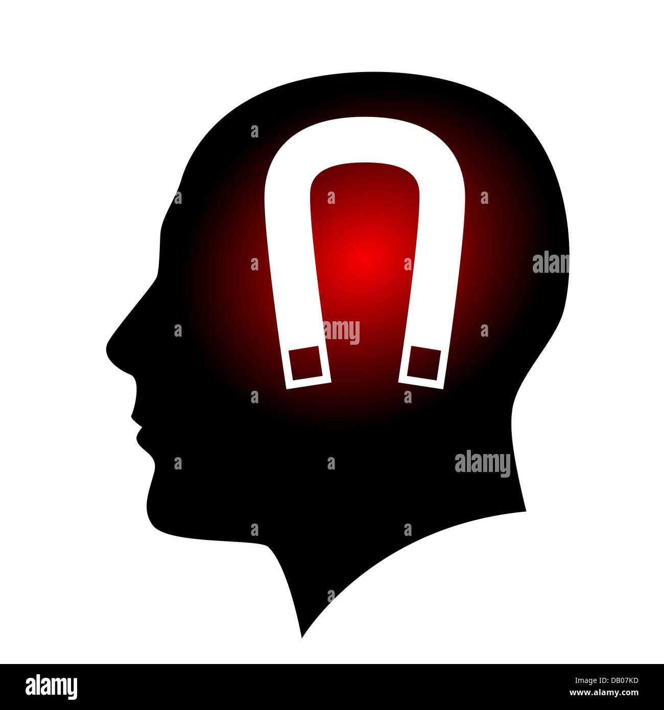 Human face with horseshoe magnet. Illustration on white background ...