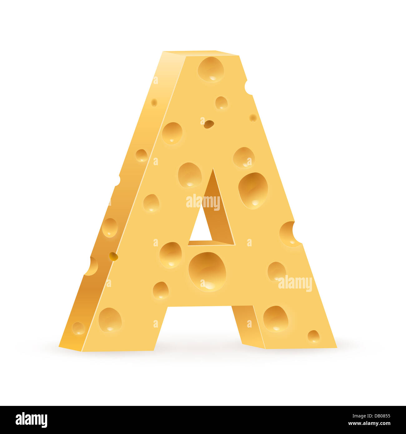 Cheese font A letter. Illustration on white Stock Photo - Alamy
