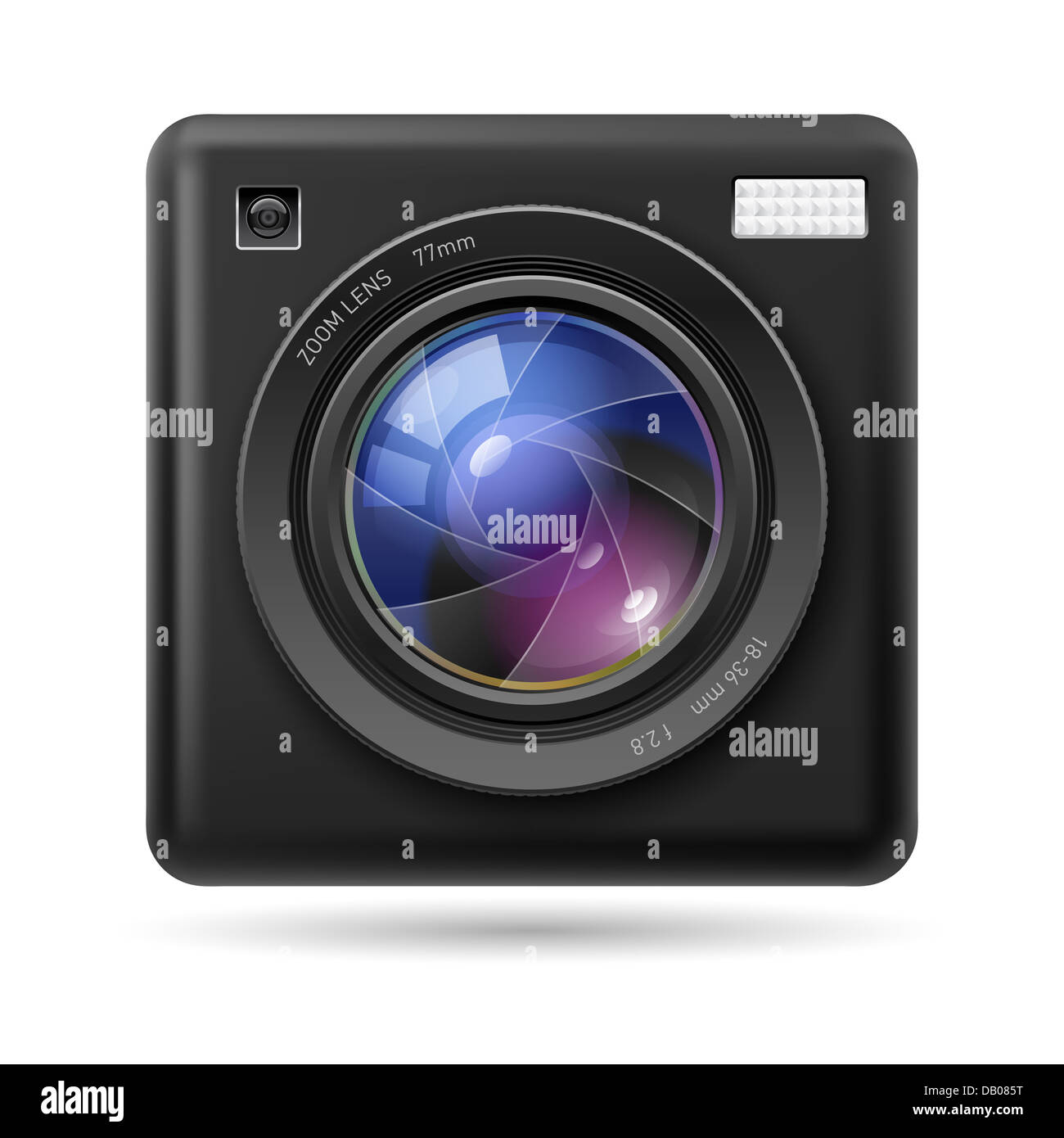 Black Camera icon Lens. Illustration on white background Stock Photo ...