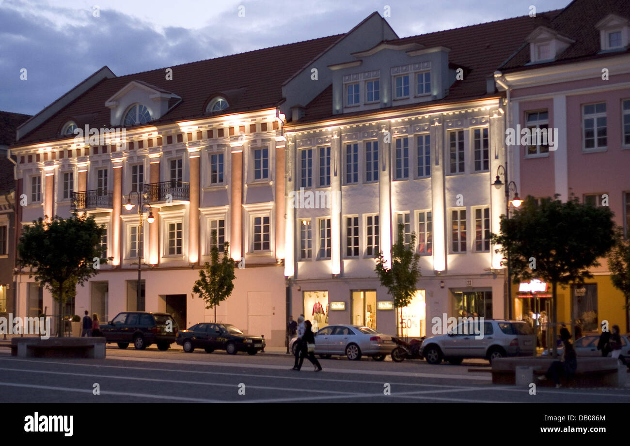 The picture shows an illuminated building at the historic centre of ...