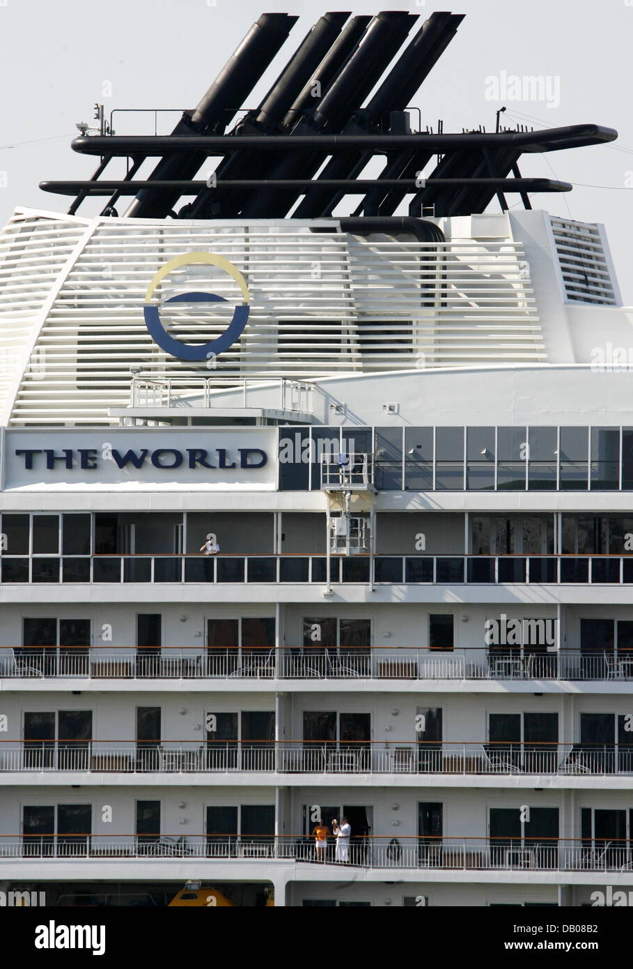 Luxury liner 'The World' enters the harbour of Hamburg, Germany, 18 ...