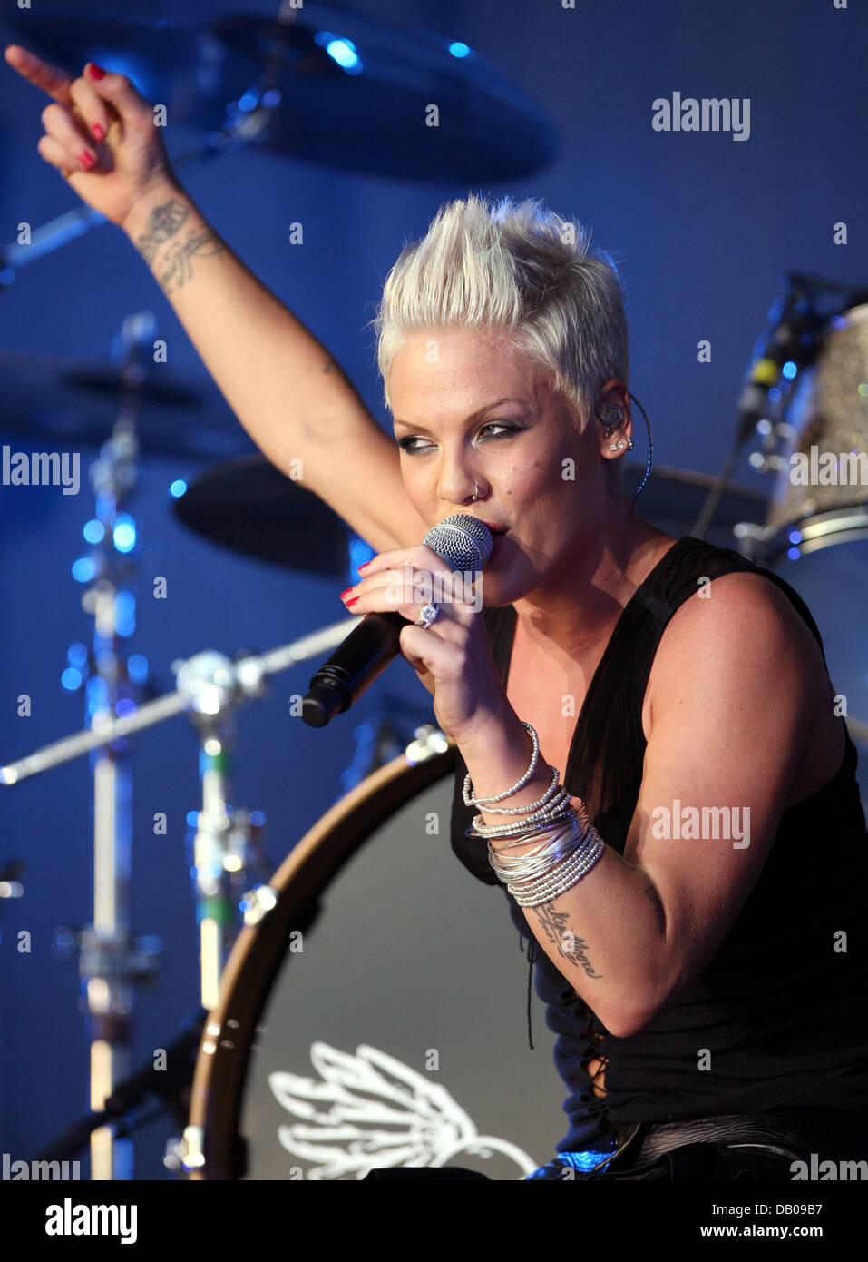 US-American singer Pink (Alecia Beth Moore) performs at a concert in ...