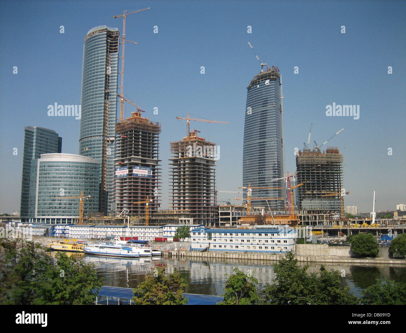 The photo shows Europe's largest construction site, 'Moscow City' with ...