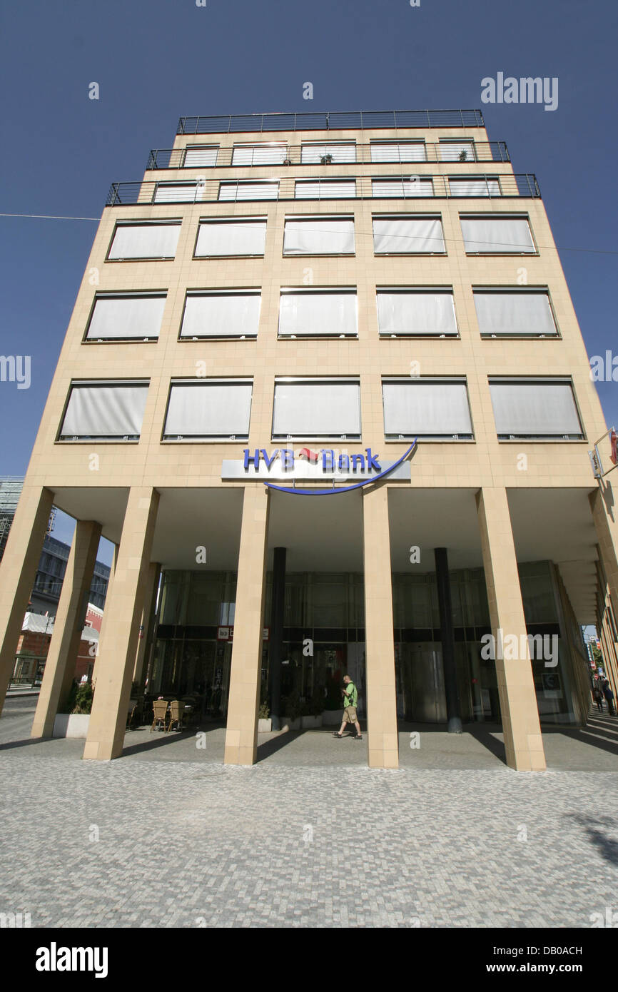 The picture shows a building of the HVB Bank in Prague, Czech Republic ...