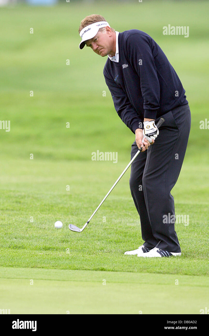 The British golf player Paul Broadhurst is pictured in action during ...