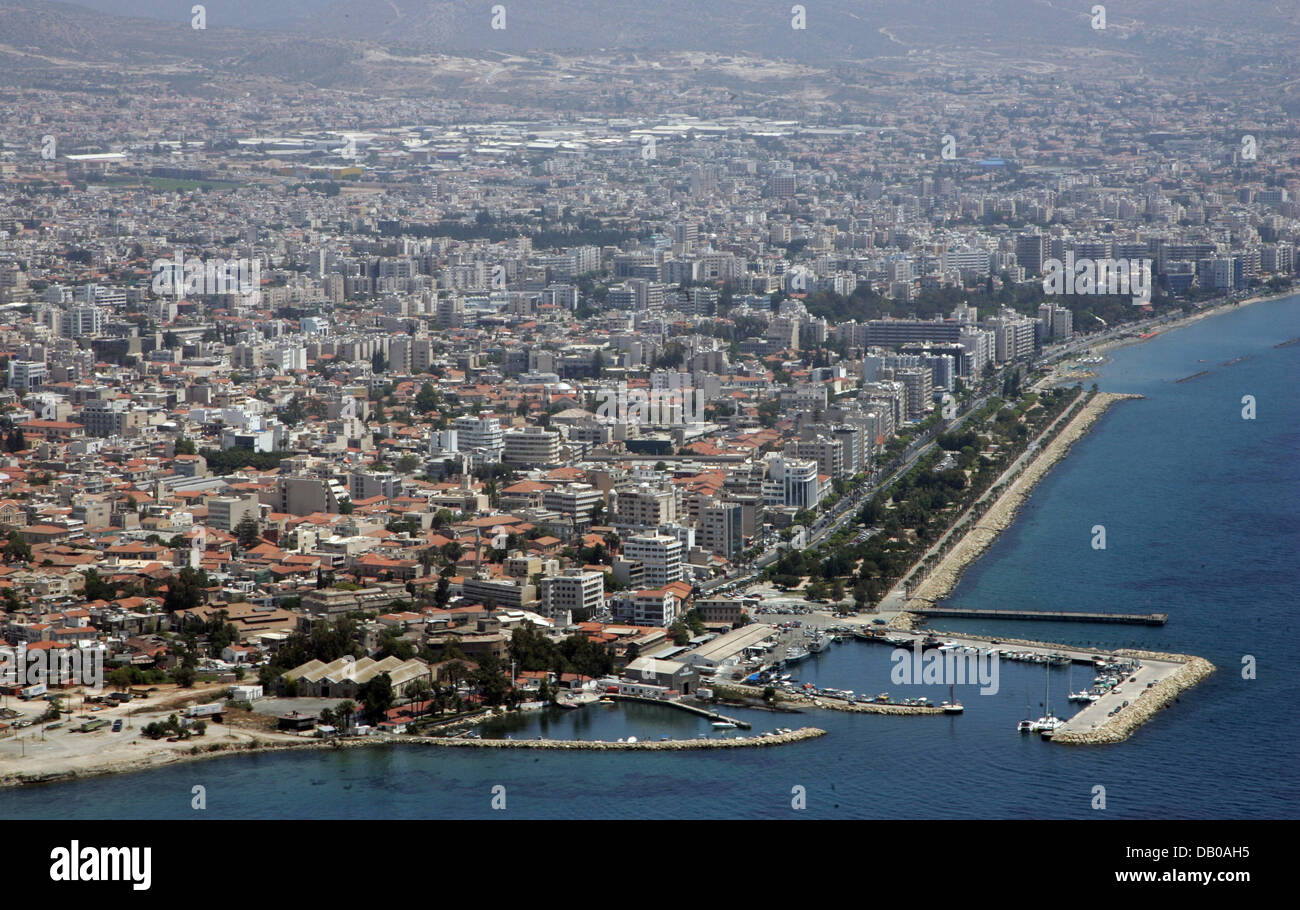 The picture shows an aerial view of Limassol the second biggest city of ...