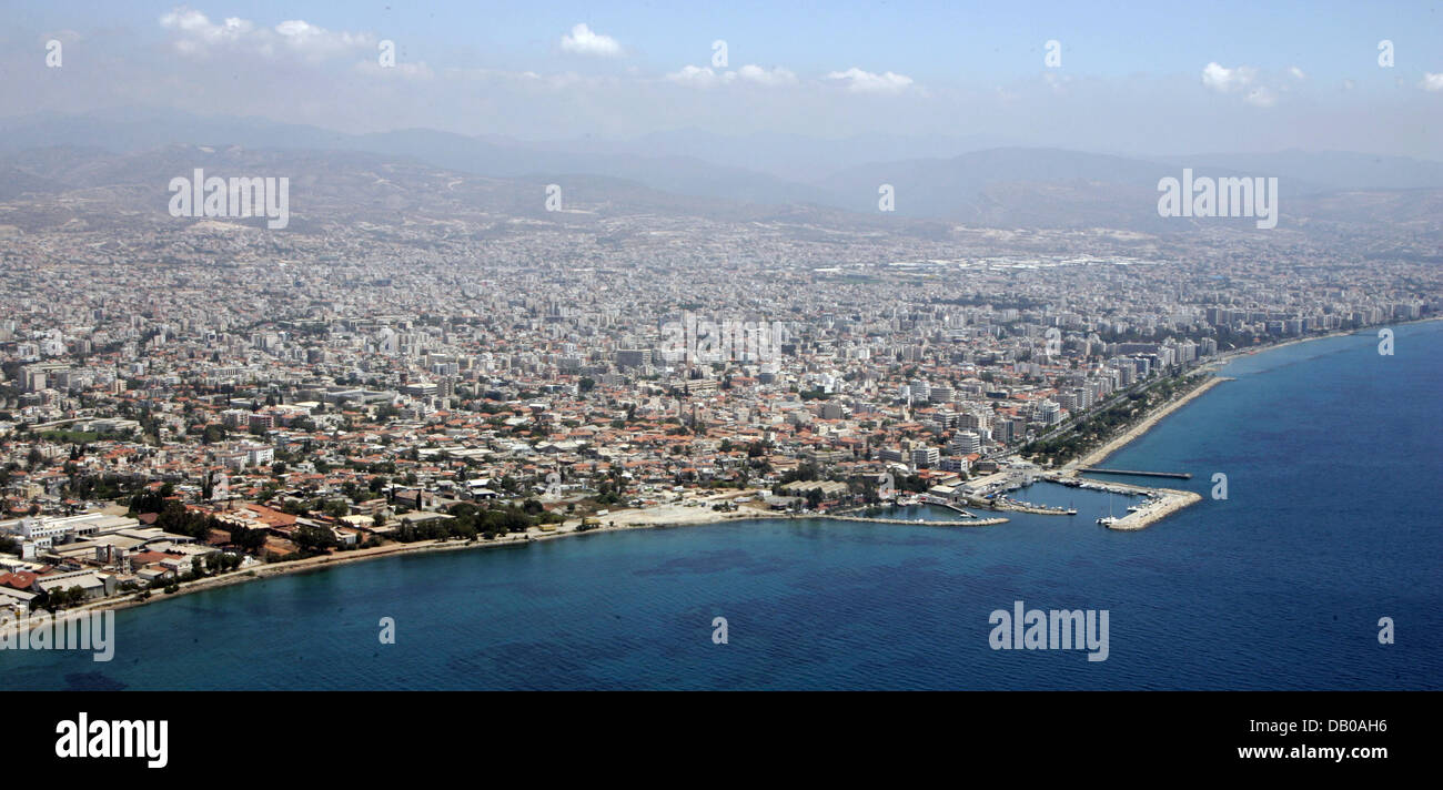 The picture shows an aerial view of Limassol the second biggest city of ...
