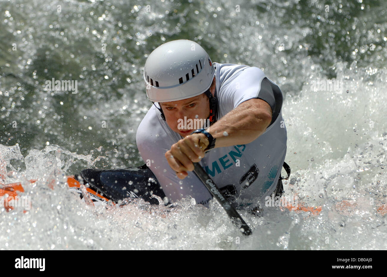 The picture shows Robin Bell of Australia in the water during a white ...