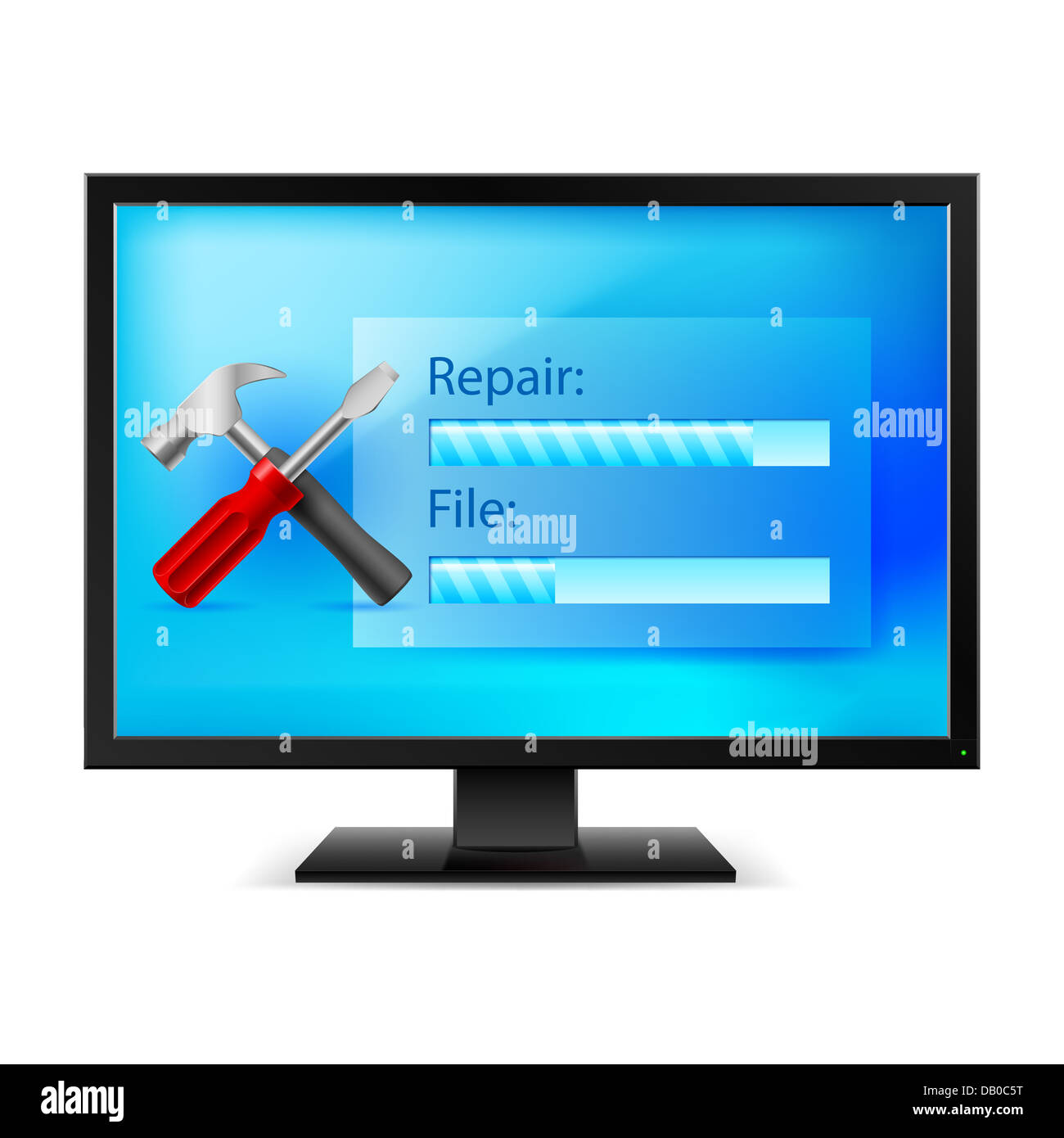 Monitor with Tools. Illustration on white background Stock Photo - Alamy