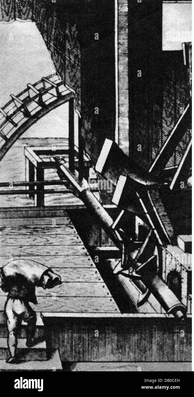 energy, water, fulling mill, wood engraving, 16th century, 16th century ...
