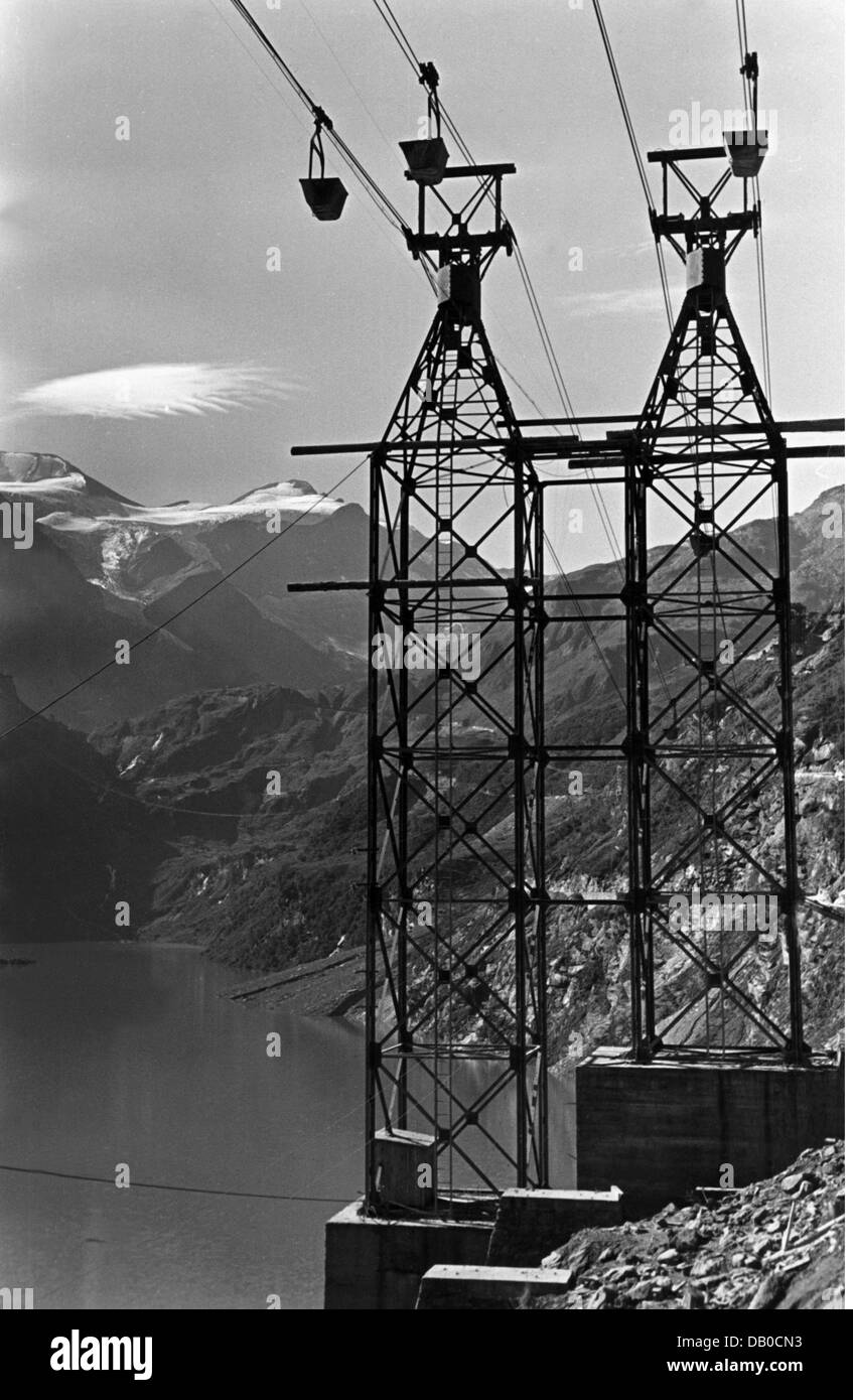 energy, water, Kaprun power station construction site, cable car for ...