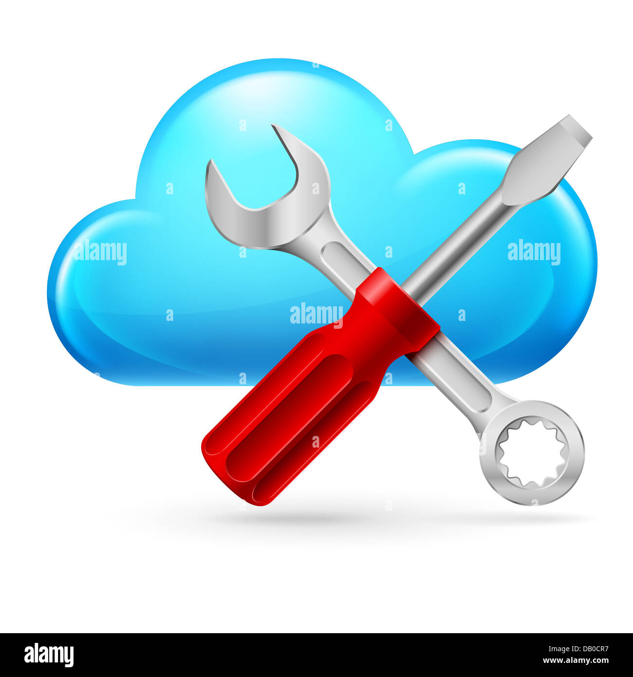 Single cumulus Cloud and Tools. Illustration on white background Stock ...