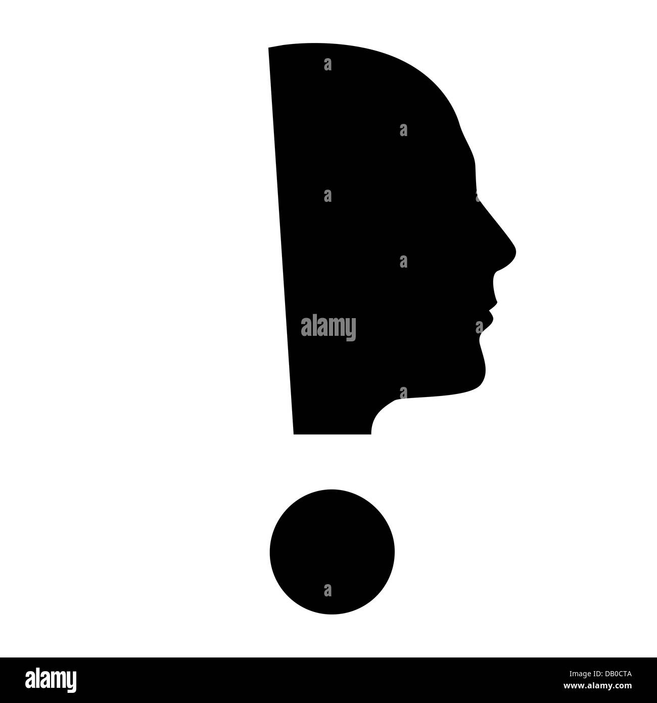 Human face with exclamation mark. Illustration on white Stock Photo - Alamy