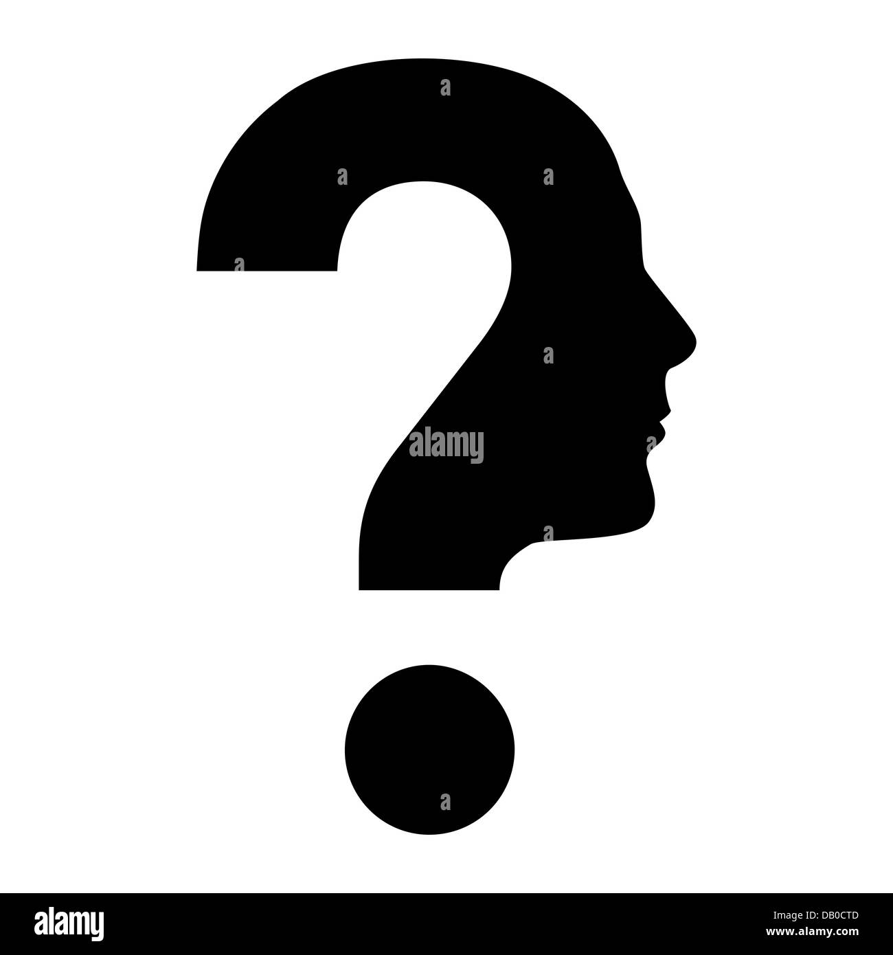 Human face with question mark. Illustration on white Stock Photo - Alamy